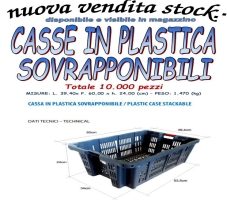 Nuova vendita fallimentare di casse in plastica sovrapponibili